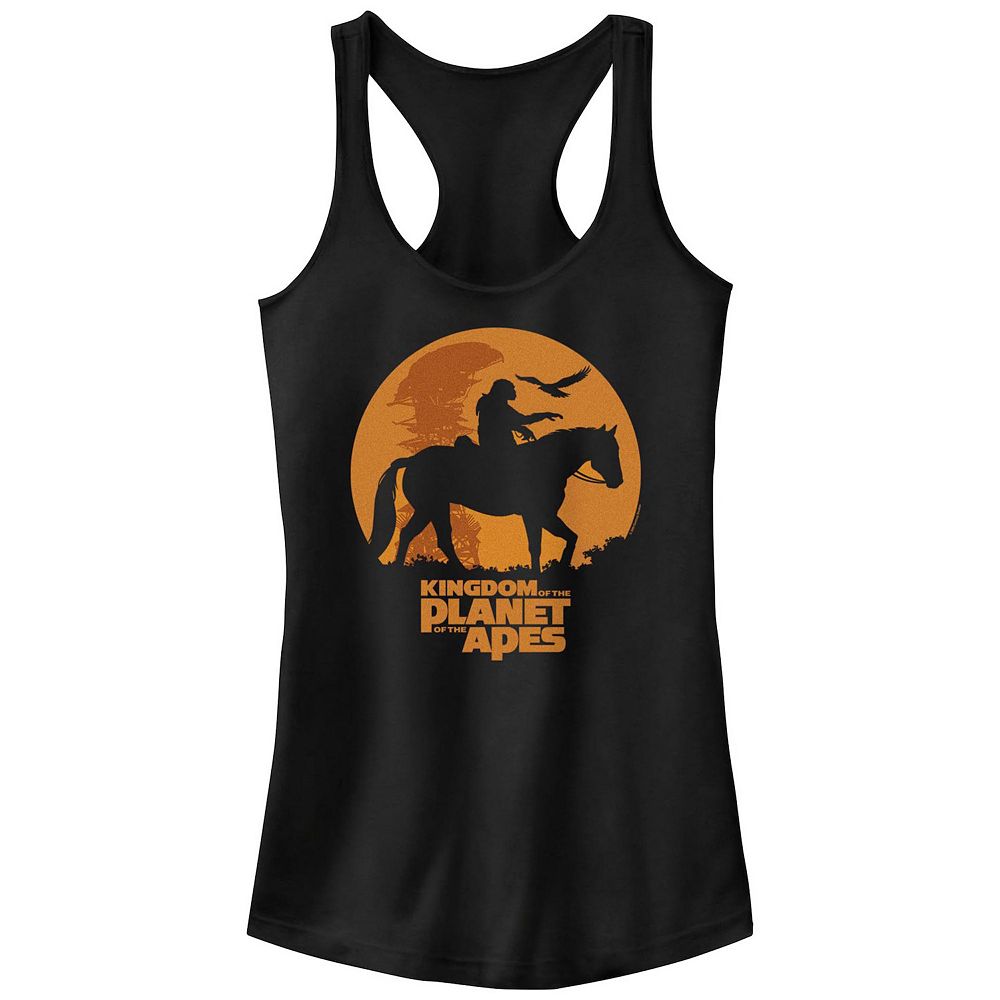 Juniors' Kingdom Of The Planet Of The Apes Caesar Riding Racerback Tank Top