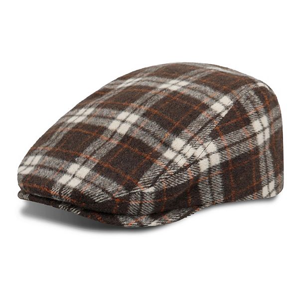 Men's Wembley Melton Plaid Flat Top Ivy Hat Men's Wembley Melton Plaid Flat Top Ivy Hat