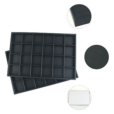 Set Of 2 Stackable Pu Leather Jewelry Organizer Trays With Removable ...