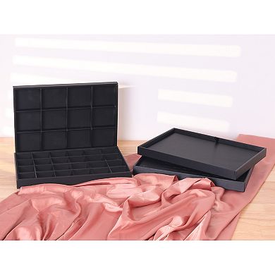 Set Of 2 Stackable Pu Leather Jewelry Organizer Trays With Removable ...