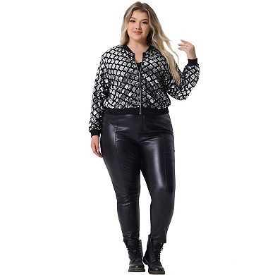 Plus Size Sequin Jackets For Women Long Sleeve Metallic Party Crop ...