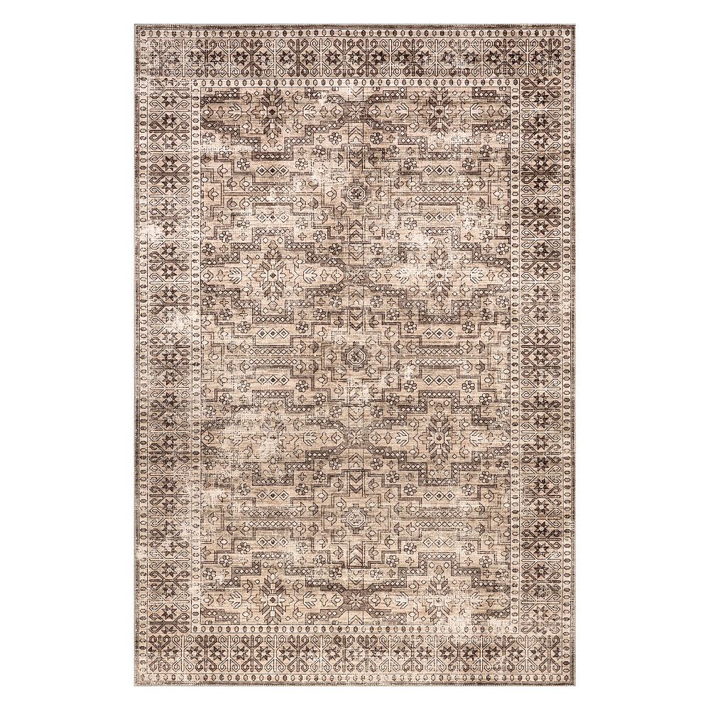 nuLOOM Jett Floral Border Spill Proof Machine Washable Area Rug