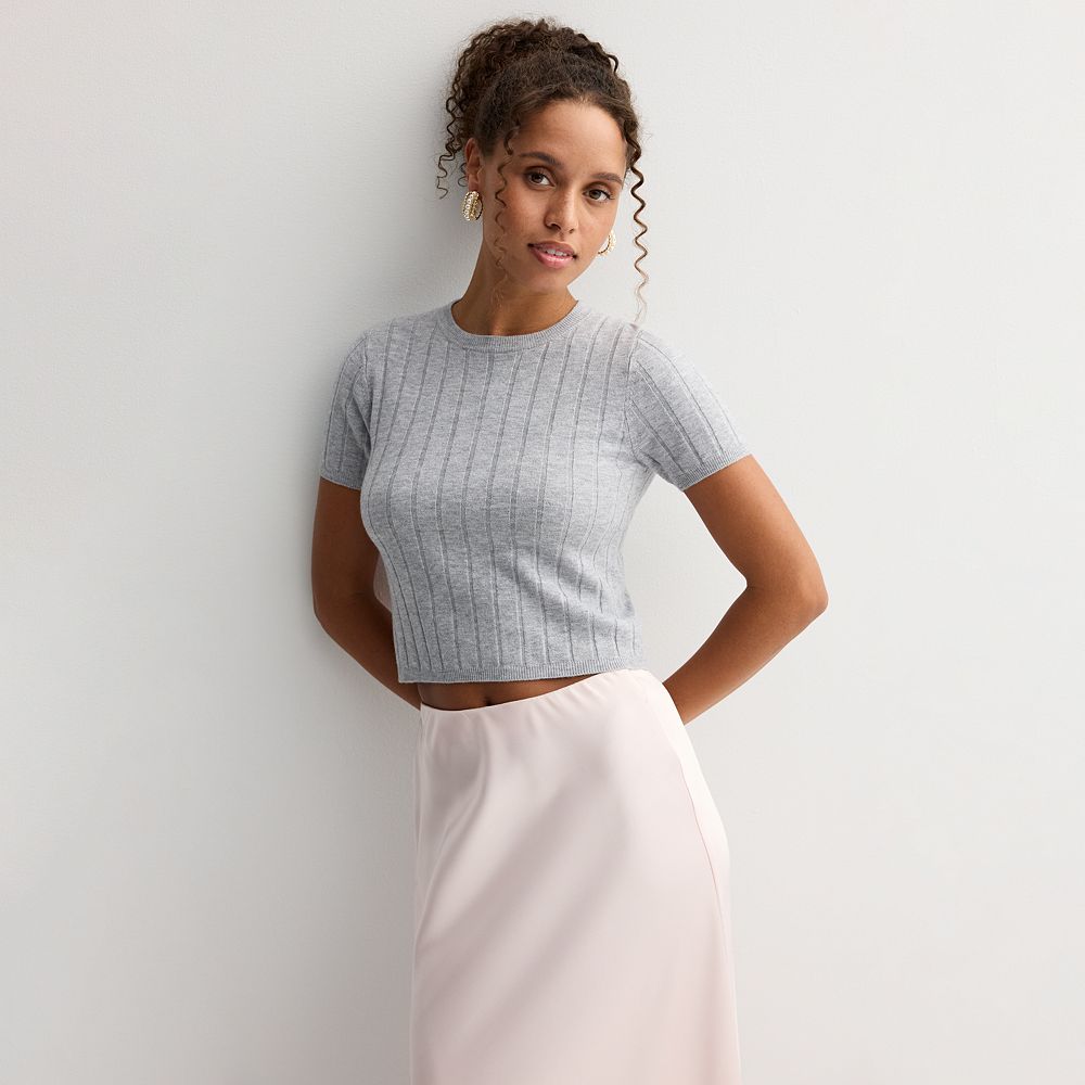 Juniors' SO® Cropped Ribbed Sweater Tee