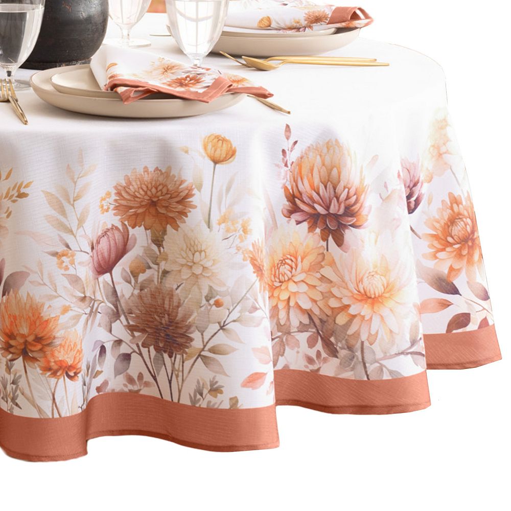 Elrene Home Fashions Autumn Blooms 70" Round Tablecloth