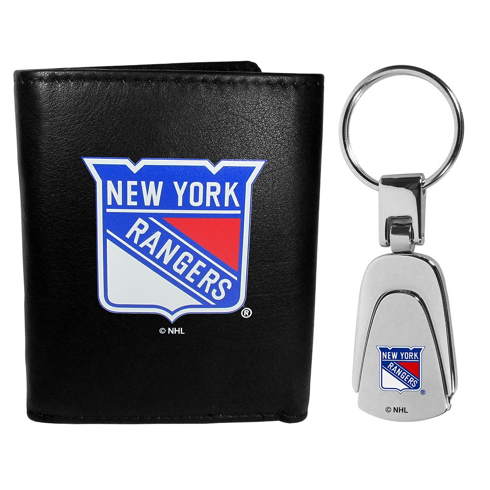 NHL New York Rangers Tri-Fold Wallet & Steel Key Chain Set
