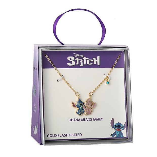 Disney s Lilo Stitch Angel 18K Gold Flash Plated Enamel Necklace Women s Size 18
