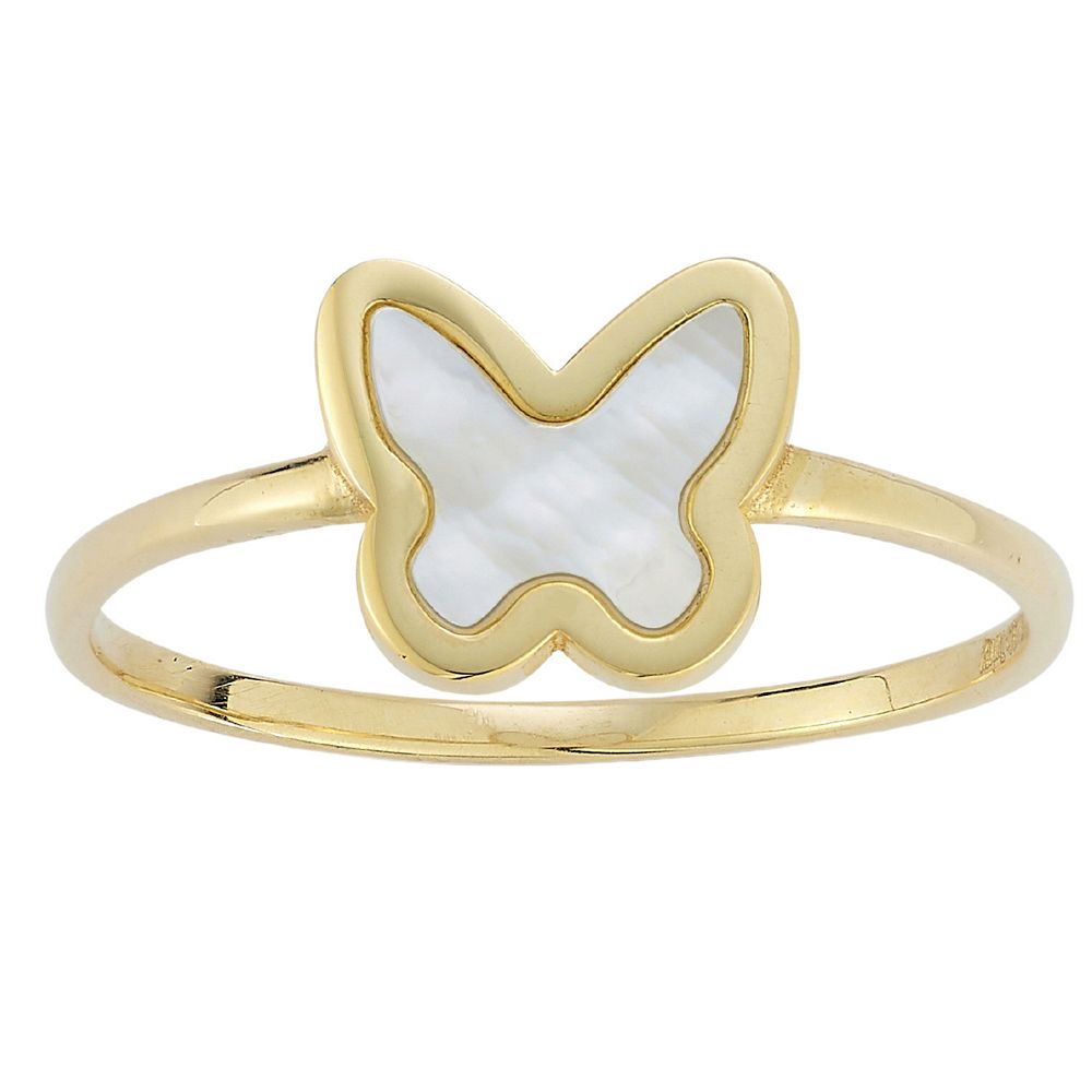 LUMINOR GOLD 14k Gold Mother of Pearl Butterfly Ring