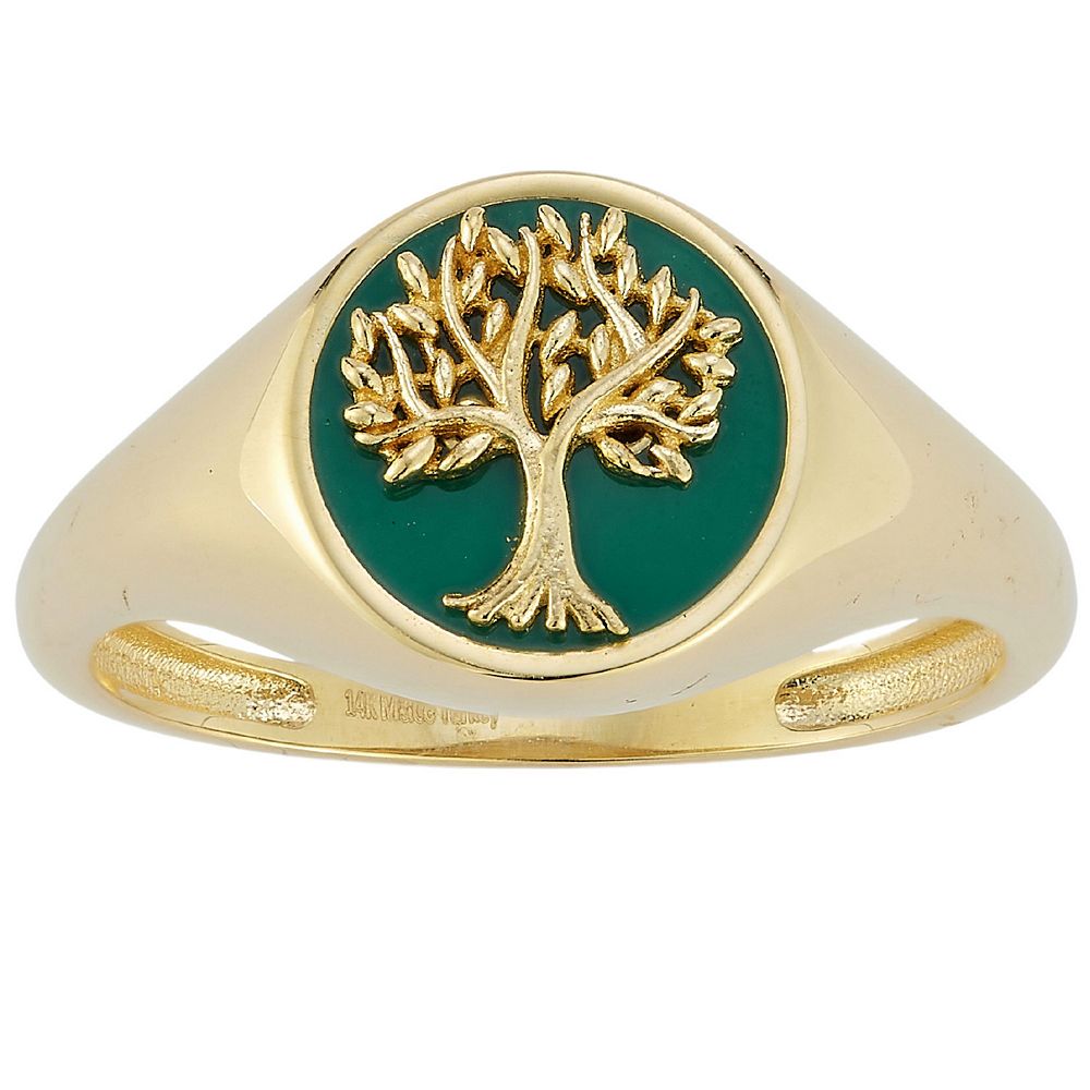 LUMINOR GOLD 14k Gold Enamel Tree Of Life Signet Ring