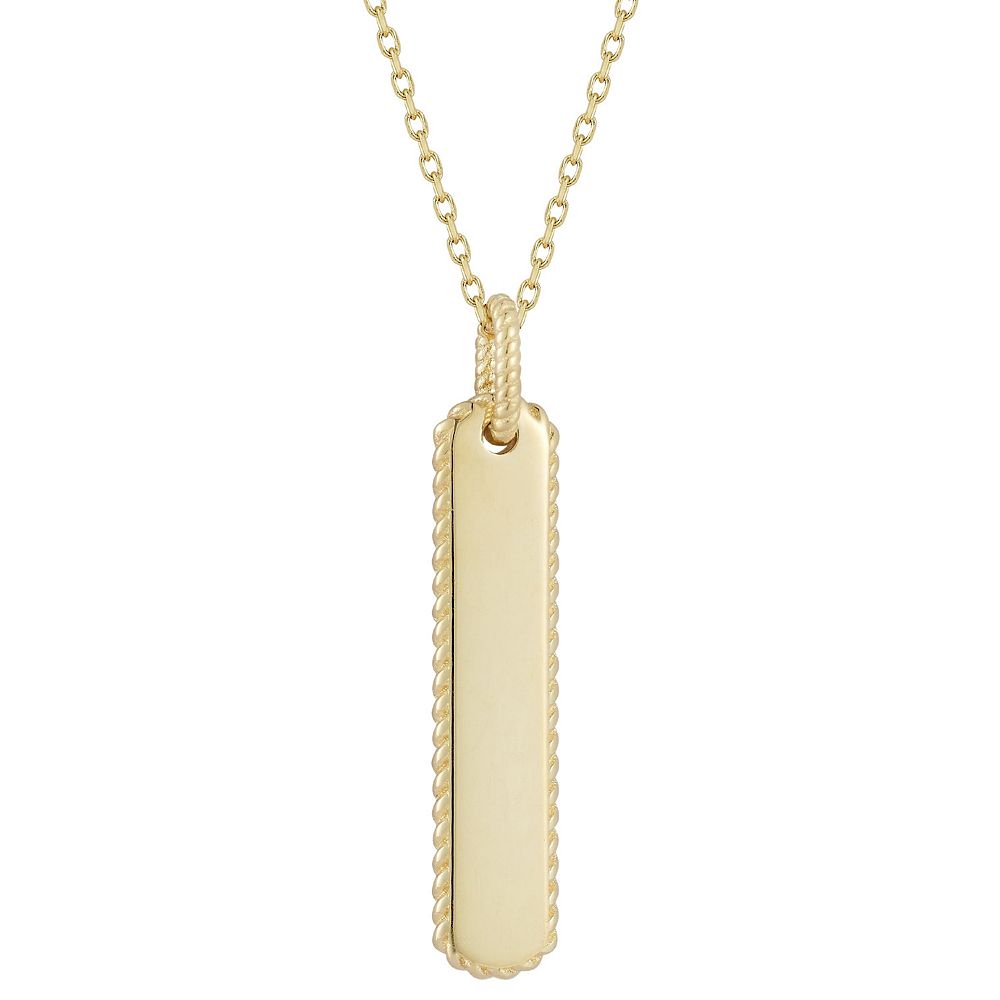 LUMINOR GOLD 14k Gold Bar Twist Border Pendant Necklace