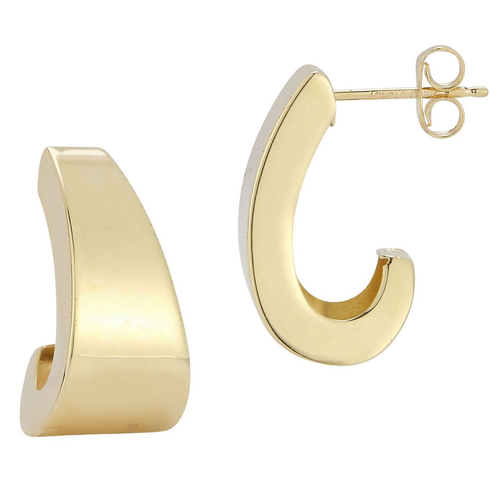 LUMINOR GOLD 14k Gold Bold J-Hoop Earrings