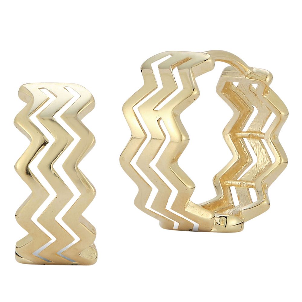 LUMINOR GOLD 14k Gold Zig Zag Huggie Earrings