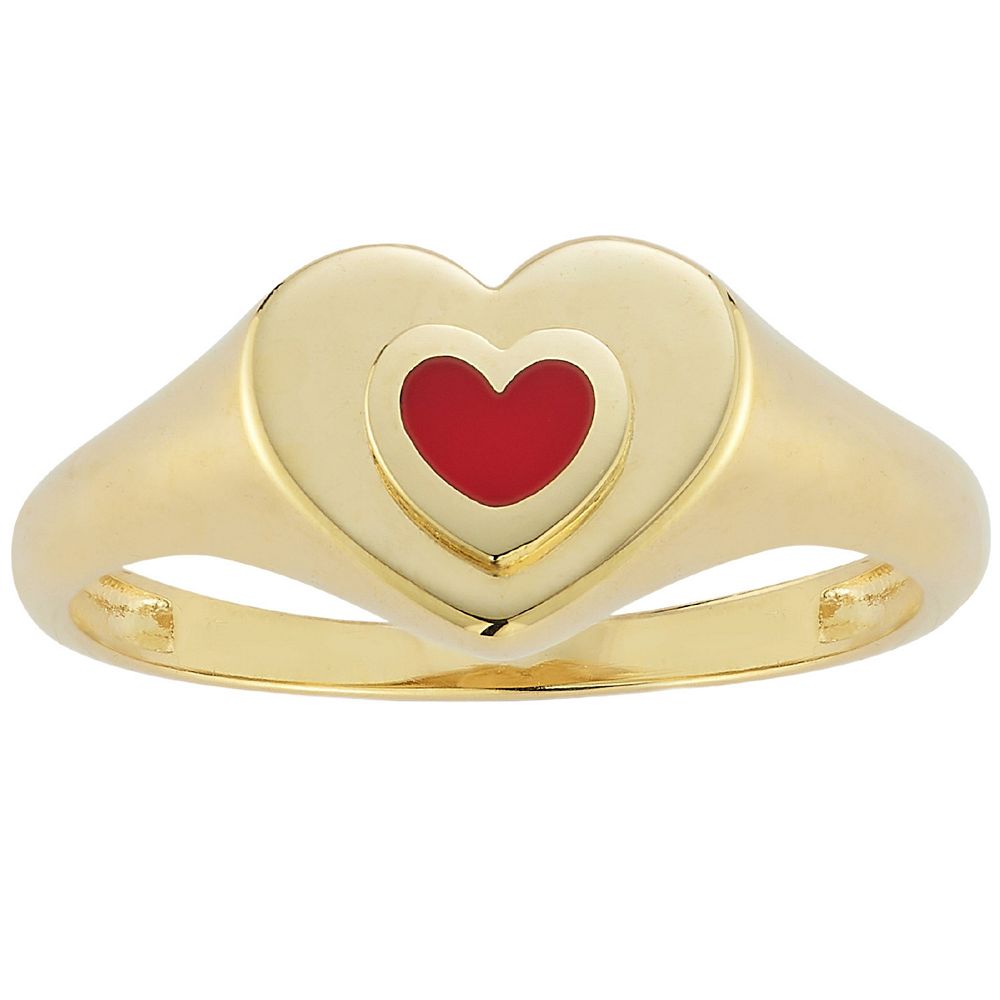 LUMINOR GOLD 14k Gold Enamel Heart Signet Ring