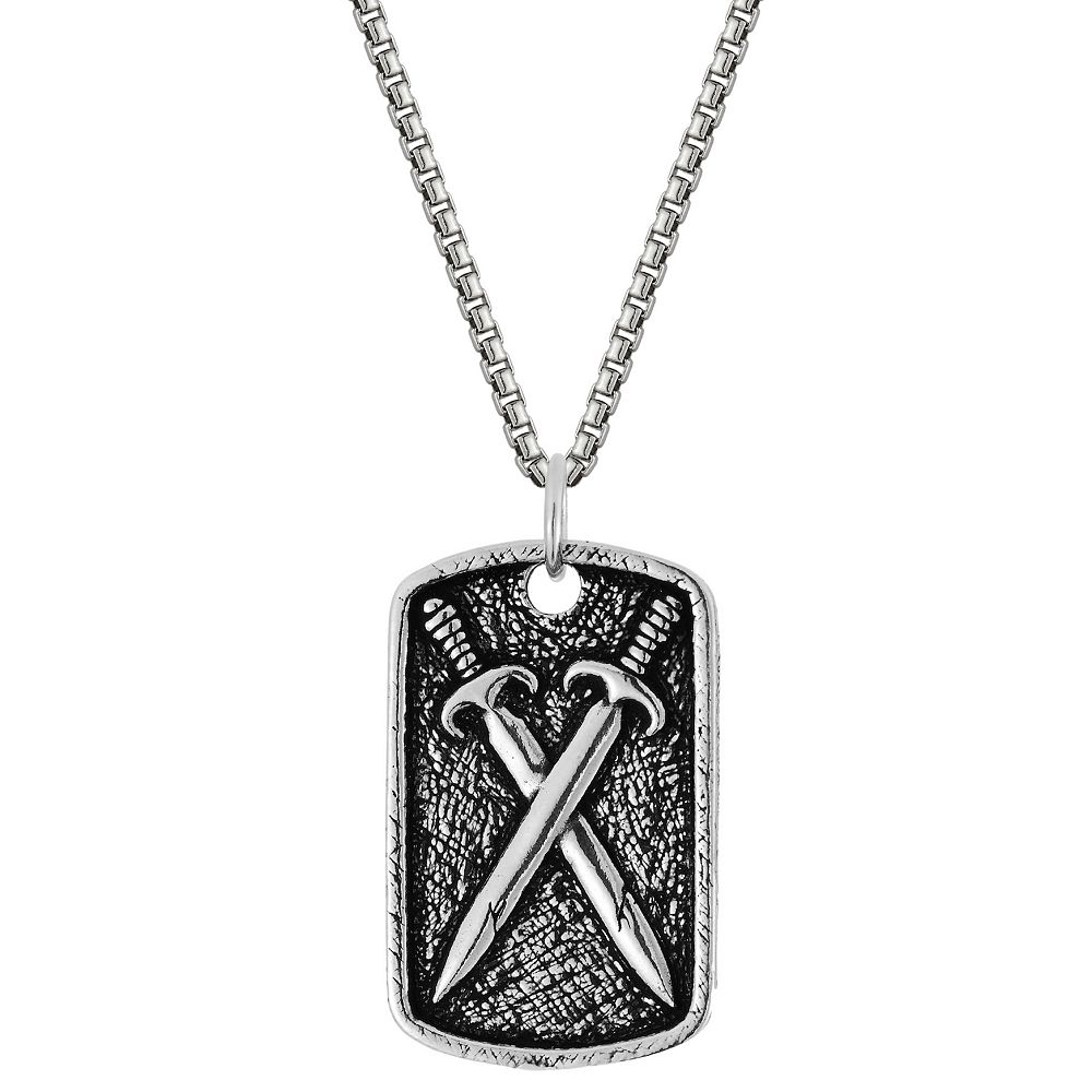 Menster Men's Sterling Silver Oxidized Medieval Swords Pendant Necklace