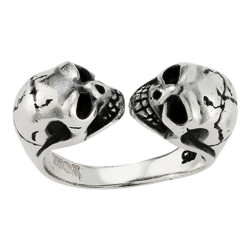 Menster Men's Sterling Silver Oxidized Double Skull Ring