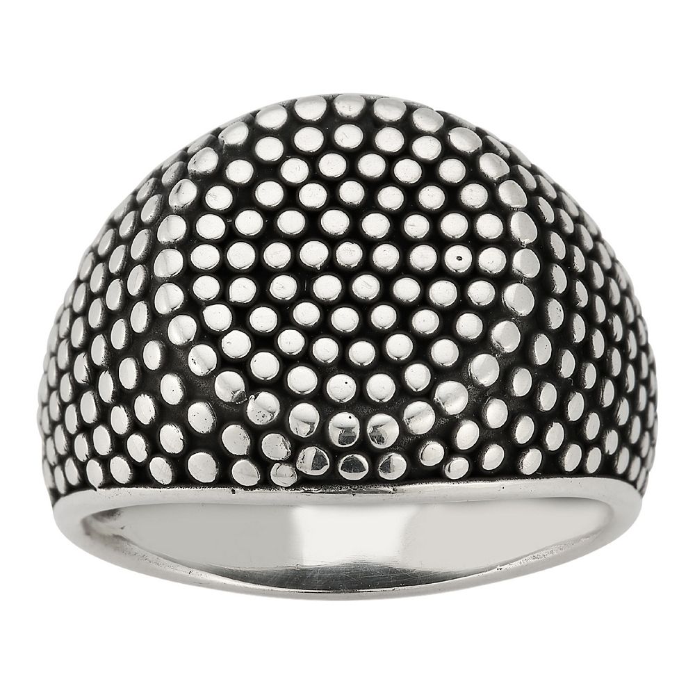 Menster Men's Sterling Silver Oxidized Dotted Signet Ring