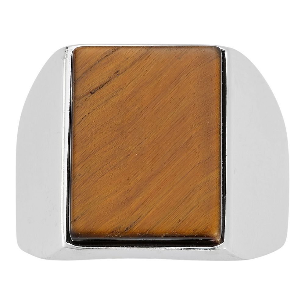 Men's Menster Sterling Silver Simulated Tiger's Eye Square Signet Ring