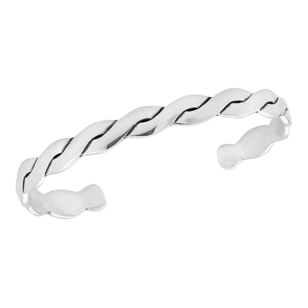 Menster Men's Sterling Silver Oxidized Twist Cuff Bangle Bracelet