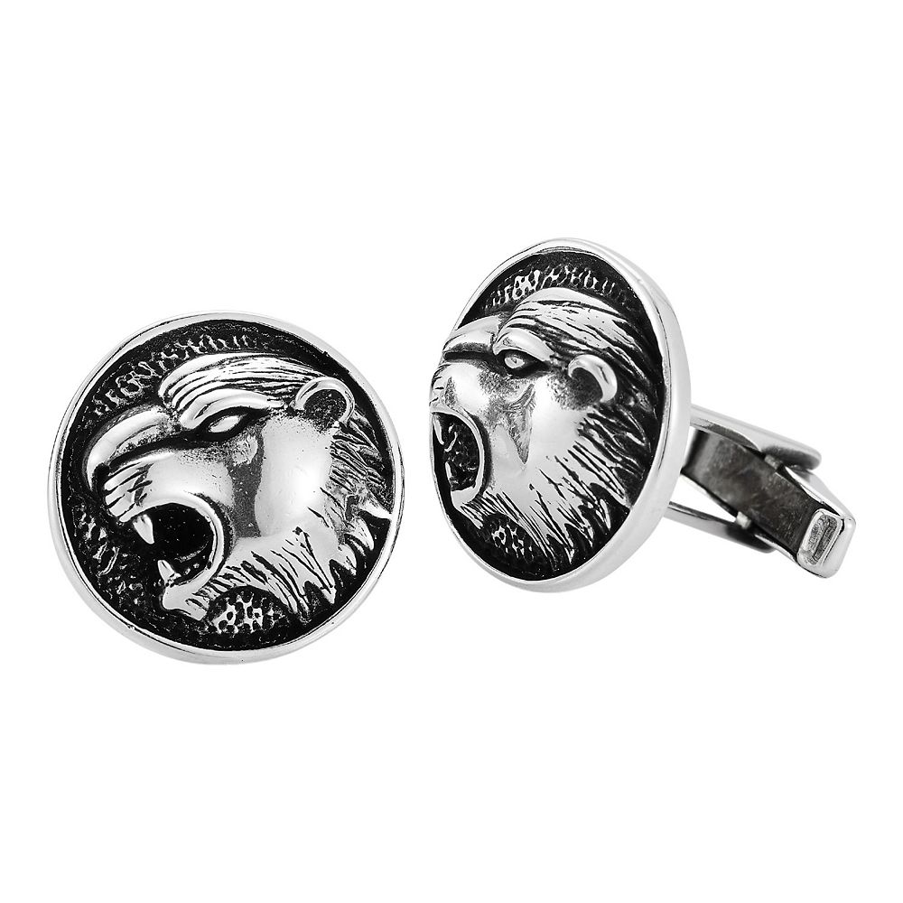 Menster Men's Sterling Silver Oxidized Roaring Tiger Cuff Links