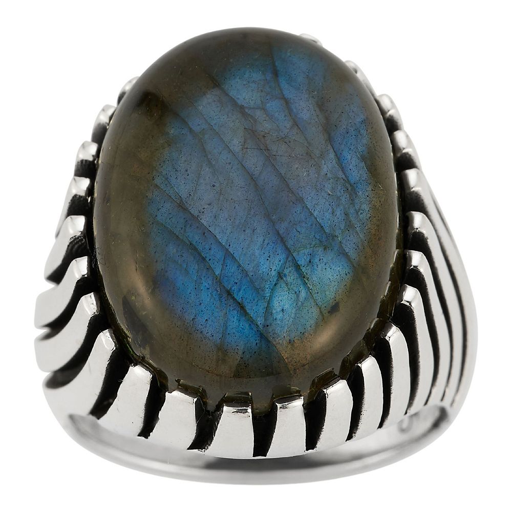 Menster Men's Sterling Silver Labradorite Signet Ring
