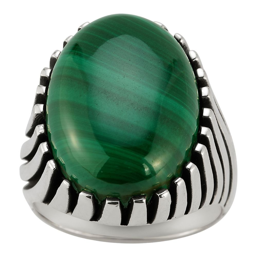 Menster Men's Sterling Silver Malachite Signet Ring