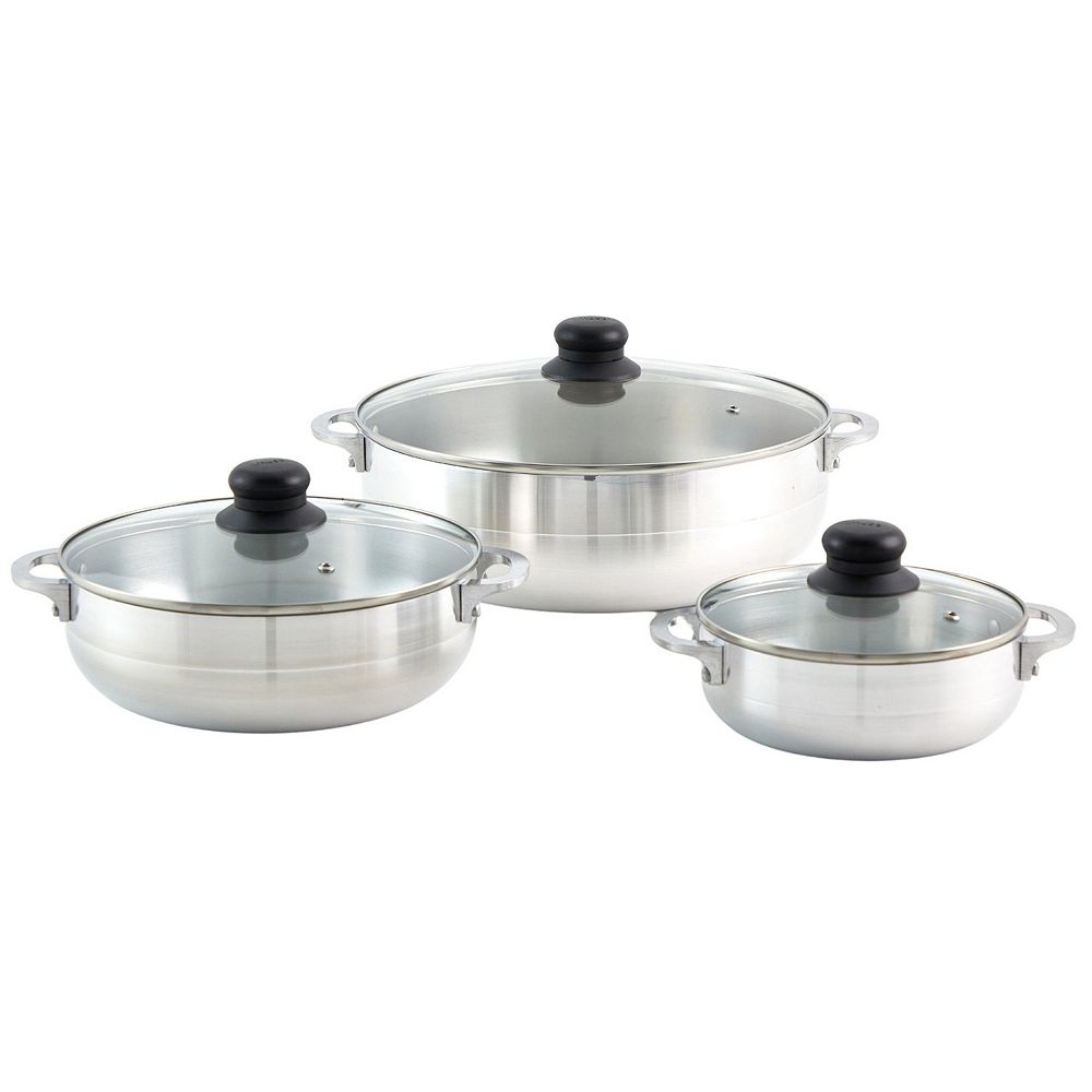 IMUSA Aluminum Polished Caldero 3-pc. Set with Glass Lid / IMUSA Juego ...