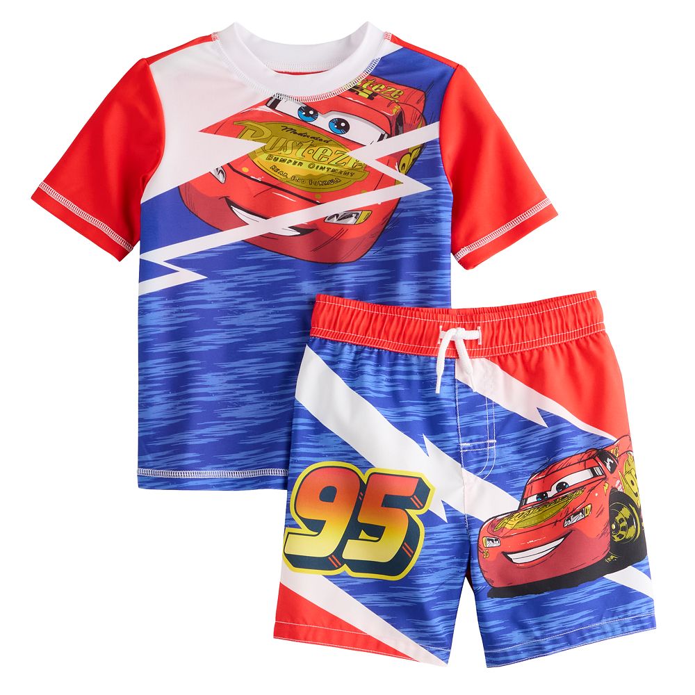 Disney / Pixar's Cars Lightning McQueen Toddler Boys Rashguard and Swim ...