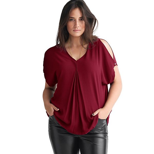Ellos Women's Plus Size Slit Sleeve Blouse