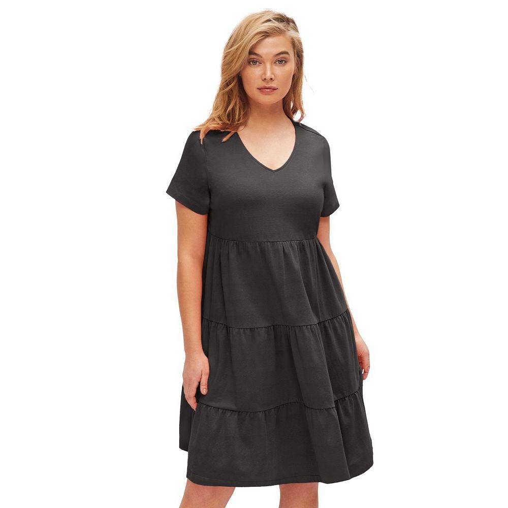 ellos Plus Size Tiered Knit Tee Dress