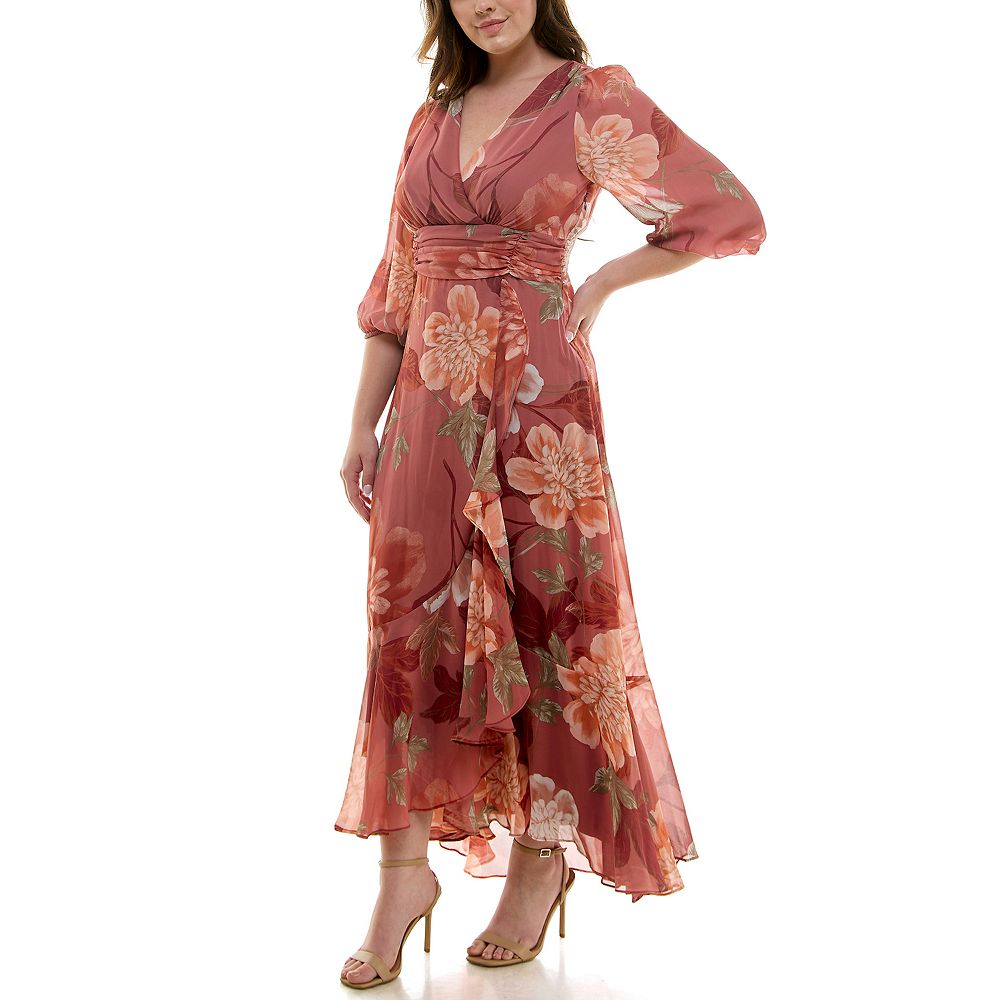Plus Size Maison Tara Moody Floral Maxi Dress