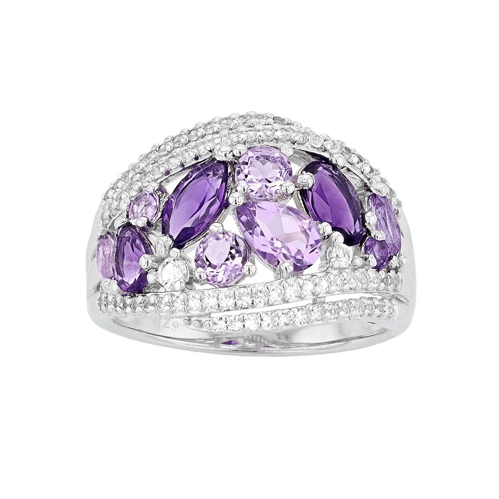 LeRose by Lexi and Rose Sterling Silver Amethyst & Lab-Created White ...