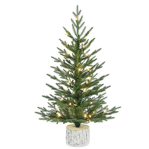 PULEO INTERNATIONAL 3-ft. Pre-Lit Potted Arctic Fir Artificial ...
