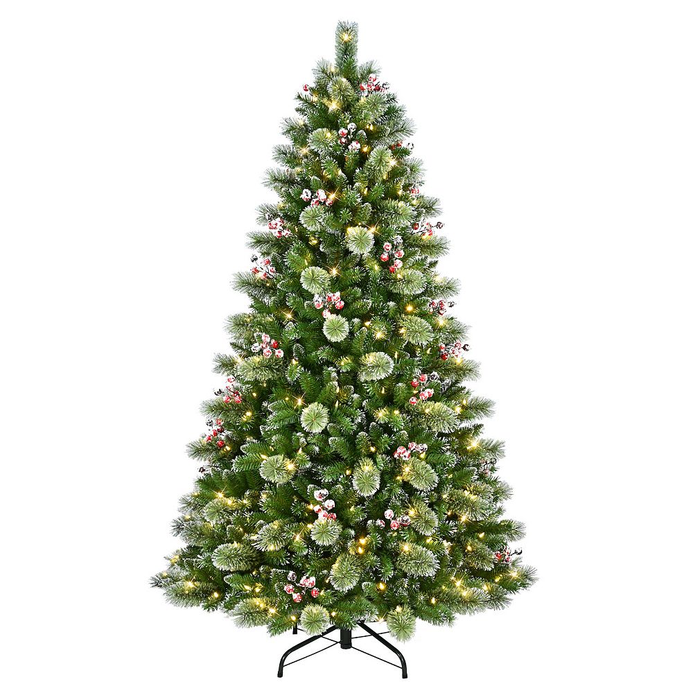 Puleo International Inc. 7.5-ft. Pre-Lit Snowy Iowa Pine Artificial ...