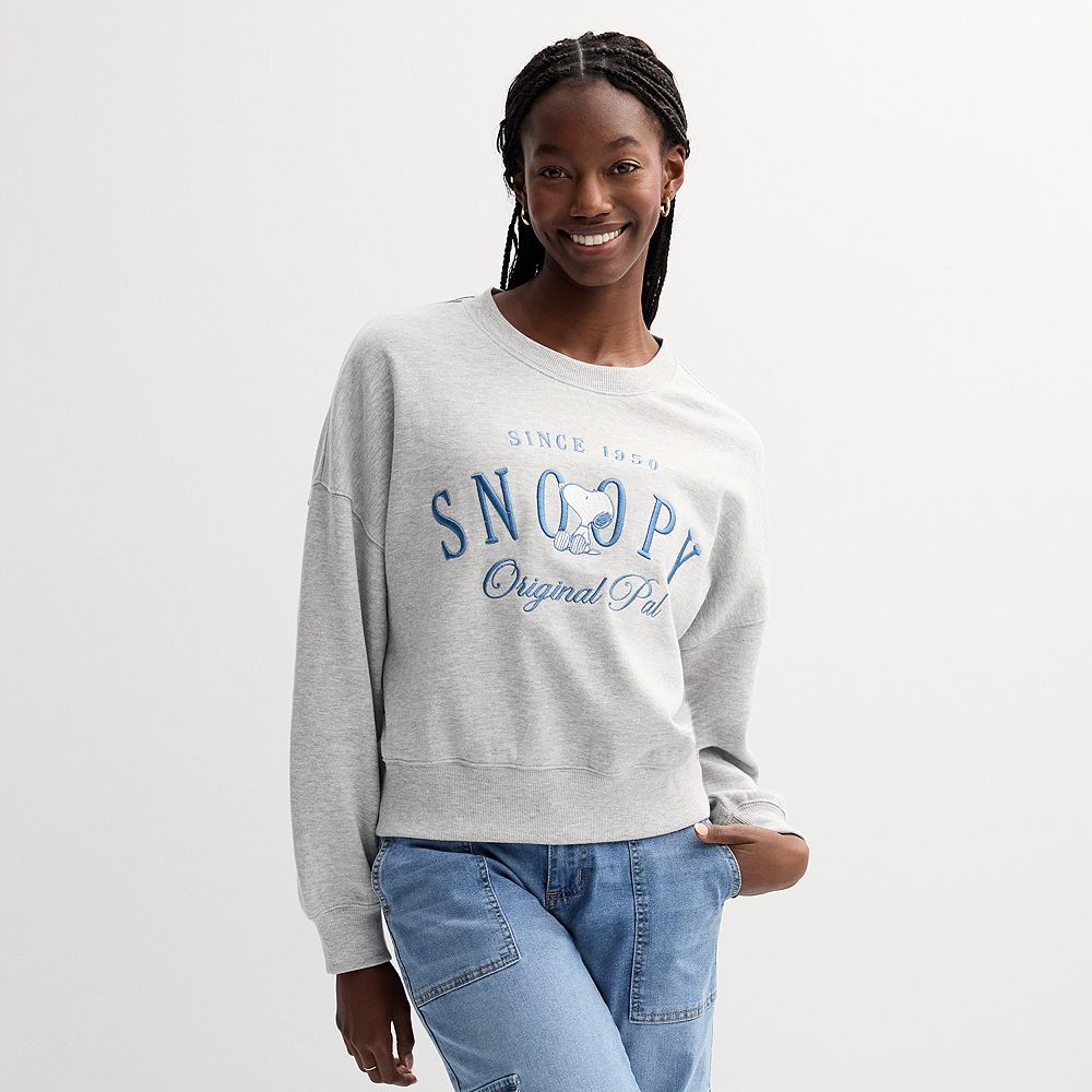 Juniors' Peanuts Snoopy Original Pal Since 1950 Cropped Embroidered ...