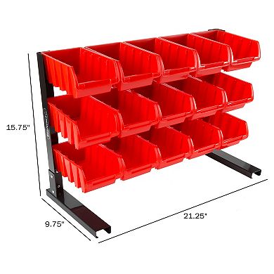 Stalwart 15-Bin Storage Rack Organizer