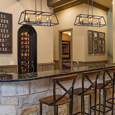 6-light Square Hanging Pendant Light