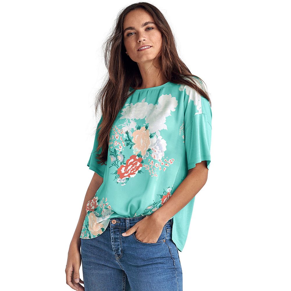 ellos Plus Size Satin-Front Tee