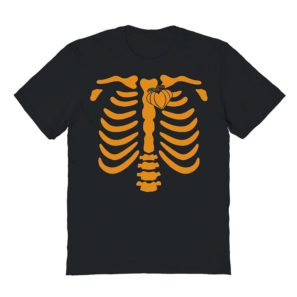 Men's Skeleton Bust Pumpkin Heart Halloween Graphic Tee