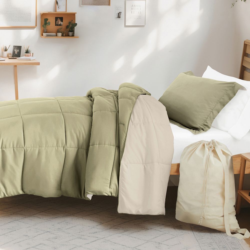 College Bundle, Reversible Comforter Set, Patterned Sheet Set, Pillows ...