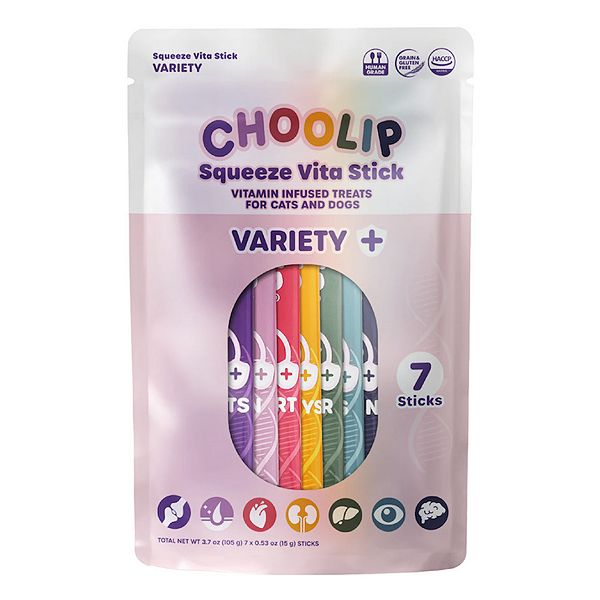 Choolip Squeeze Vita Stick - Variety Pack - Natural Vitamin-Infused Cat ...