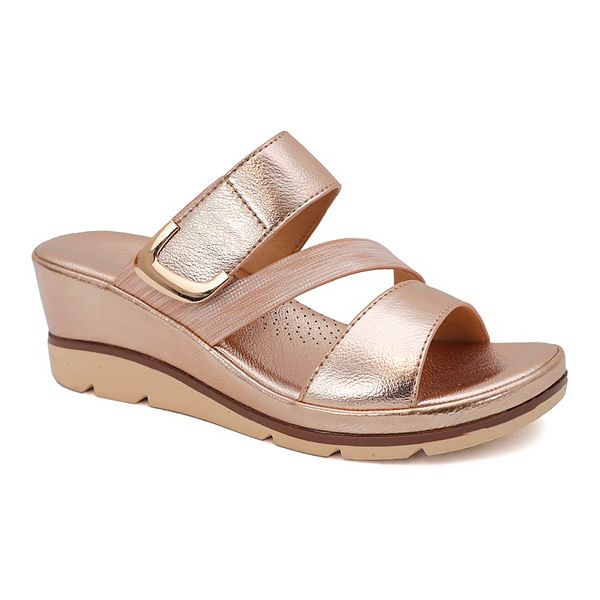 Yoki Sicily Women's Open-Toe Strappy Low Wedge Slip-On Sandals