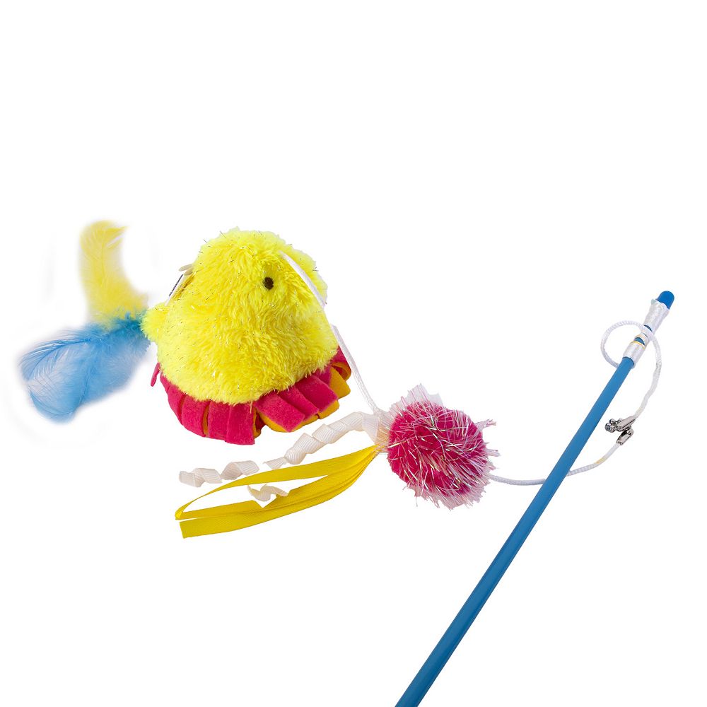 Peeps Shiny Boa Chick Cat Wand Toy