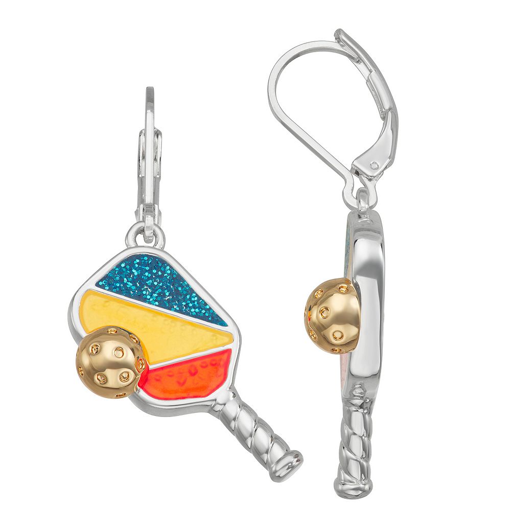 Napier Two-Tone Pickleball Paddle Drop Earrings