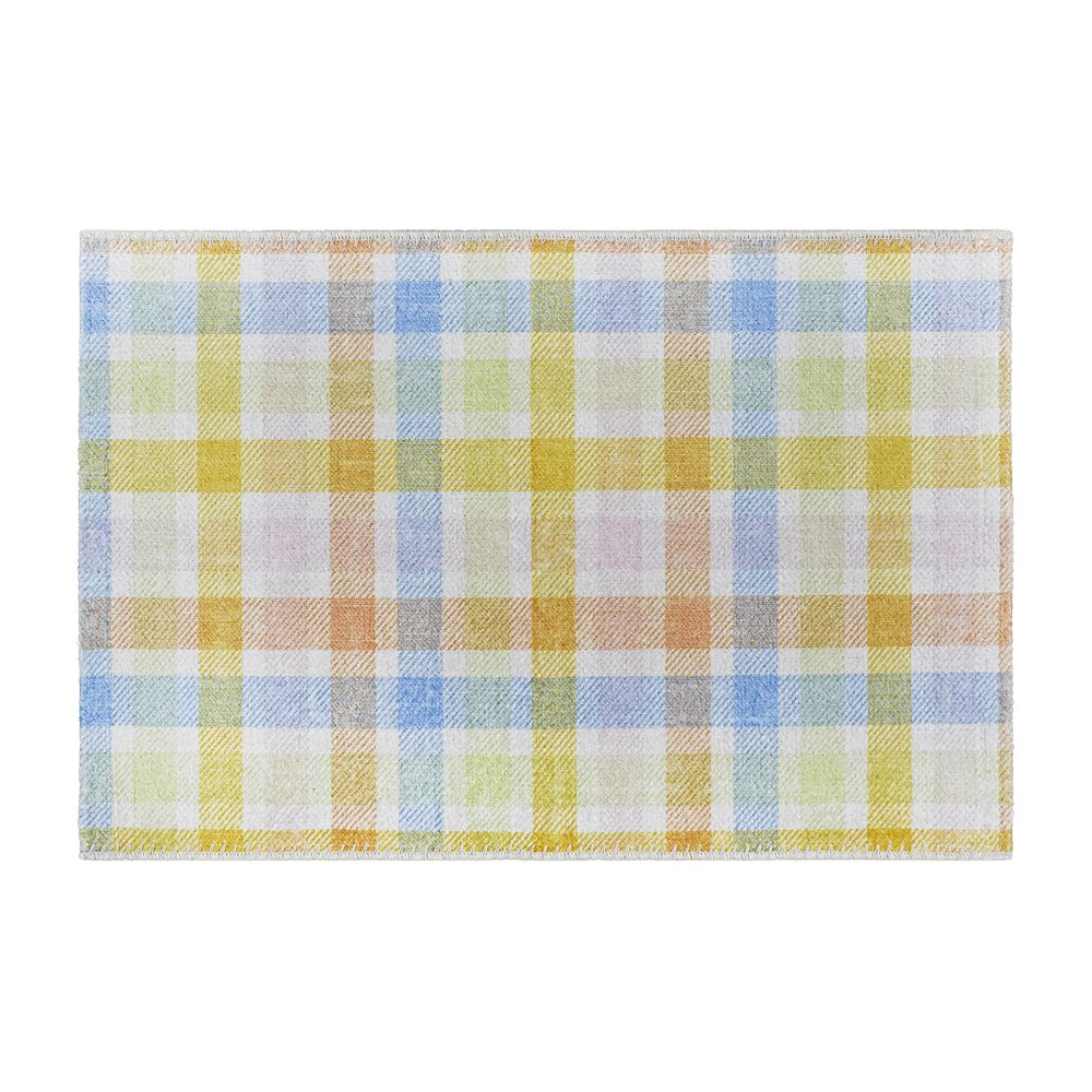Celebrate Together™ Spring Multi Plaid Printed Washable Throw Rug