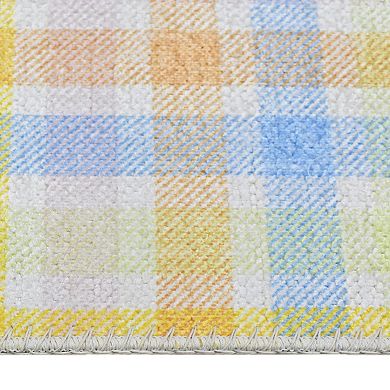 Celebrate Together™ Spring Multi Plaid Printed Washable Throw Rug