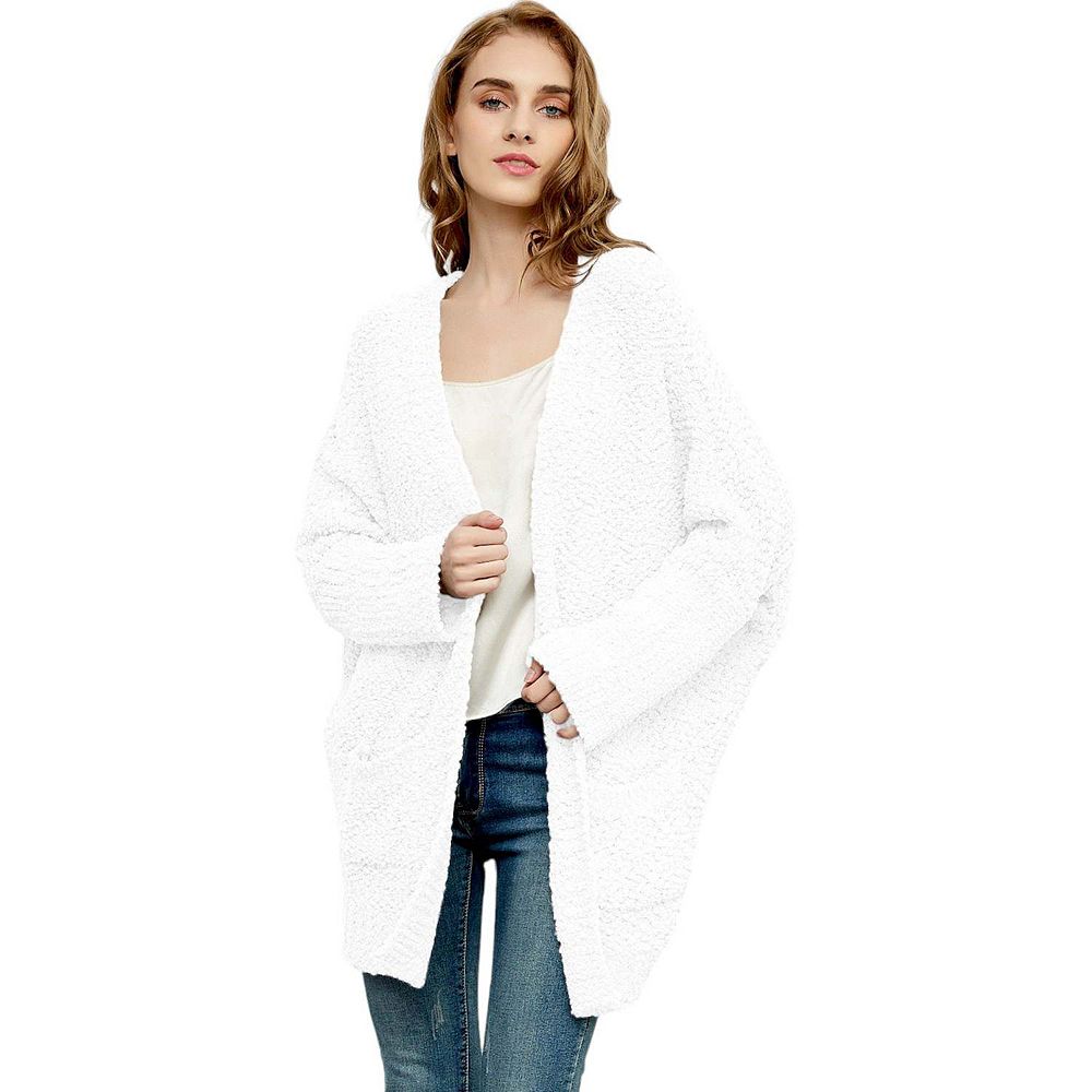Women's Fuzzy Chunky Cardigan Batwing Sleeve Lightweight Duster Sherpa ...