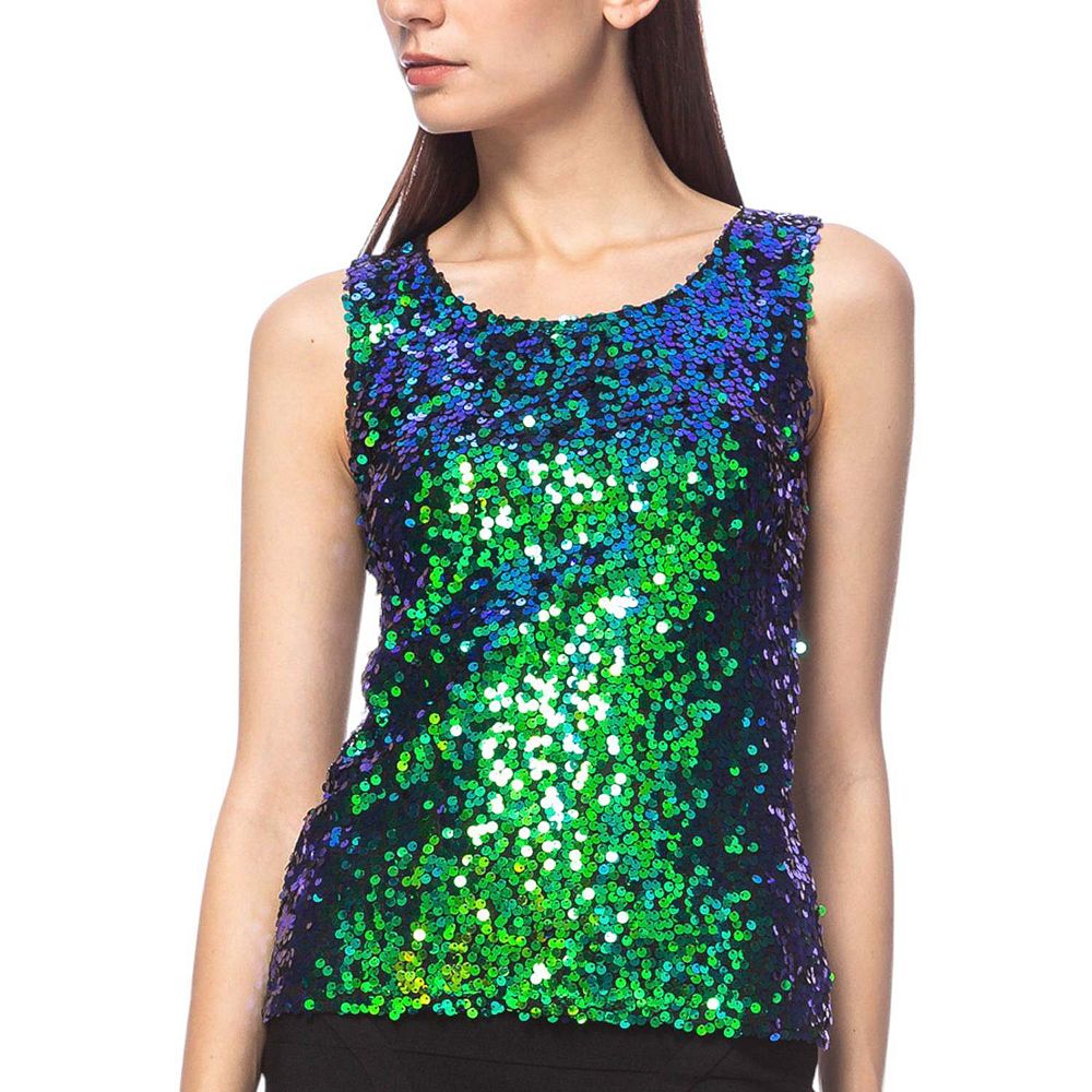 Women's Glitz Glam Sequin Party Tank Top