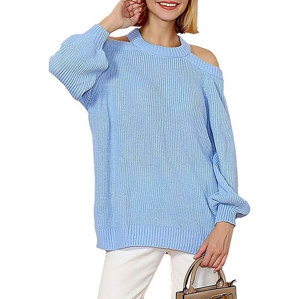 Women's Halter Neck Knitted Semi Backless Pullover