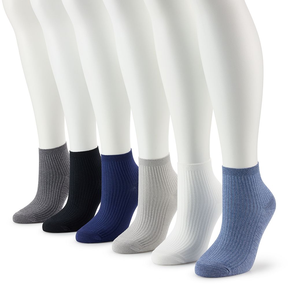 Women's GOLDTOE® 6-pk. Simple Ribbed Quarter Socks