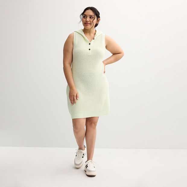 Juniors Plus Size SO Crocheted Hoodie Dress