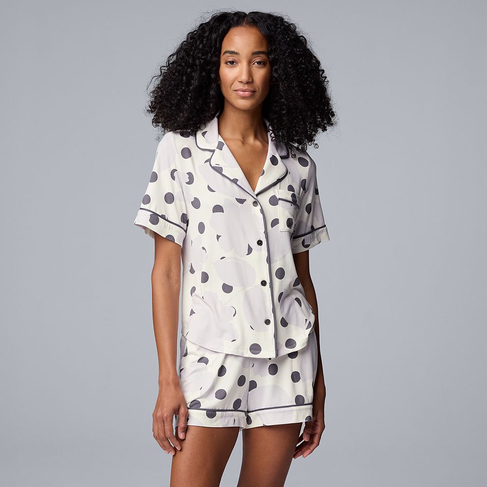 Women's Simply Vera Vera Wang 2-Piece Short Sleeve Notch Collar Pajama ...